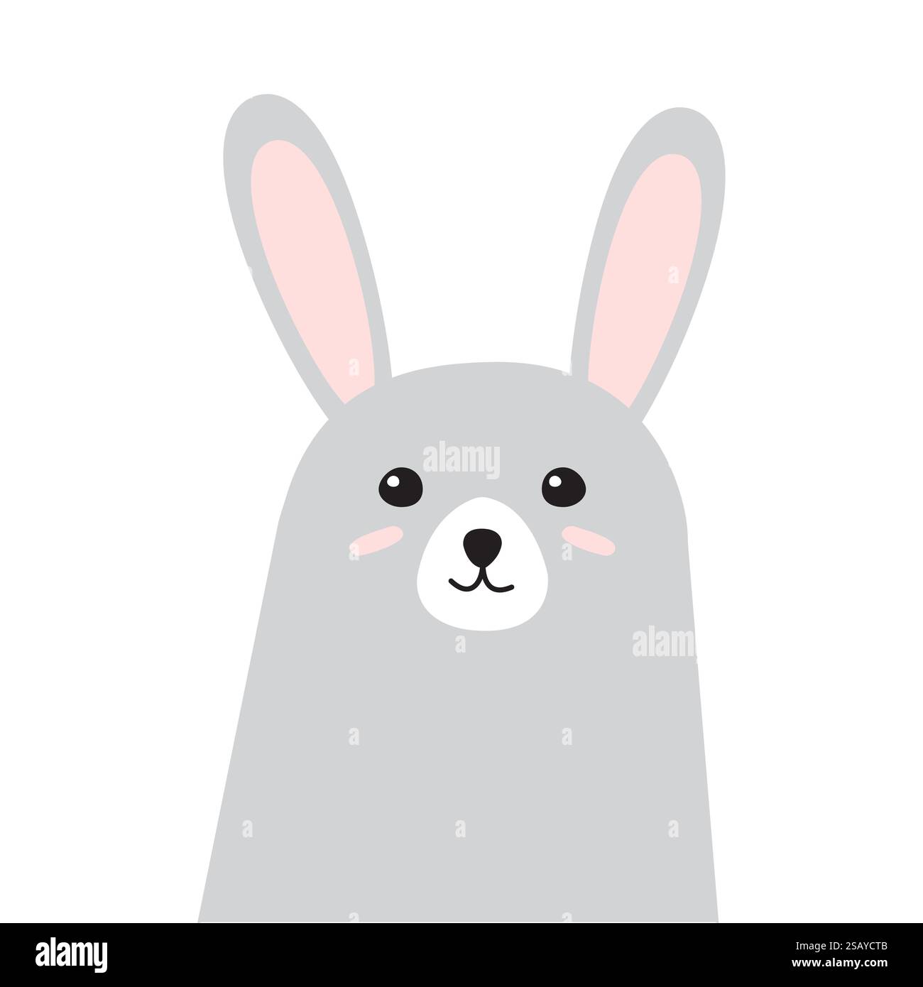 Vector hand drawn doodle flat bunny rabbit face isolated on white ...