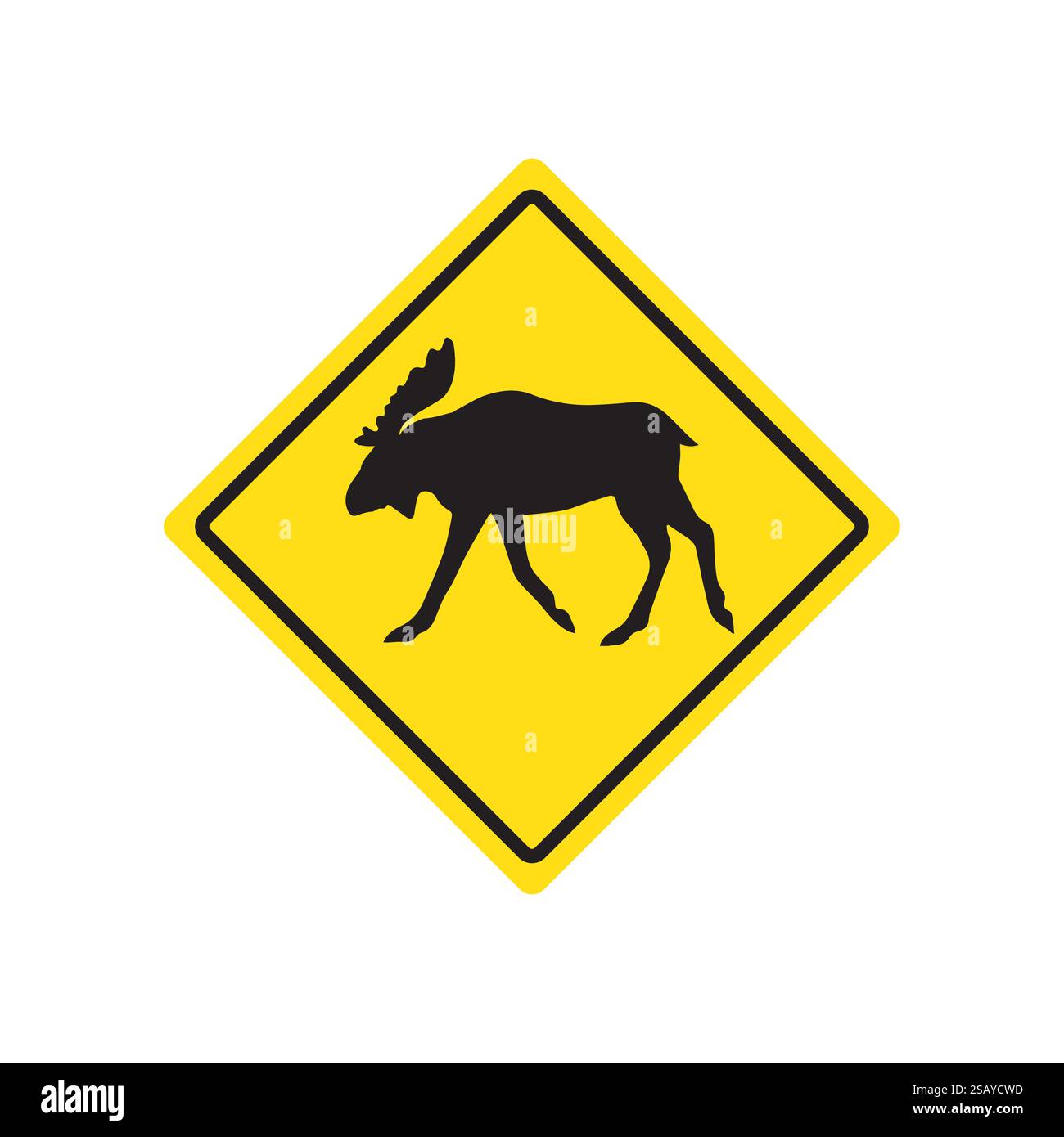Vector warning road sign with moose silhouette isolated on white ...