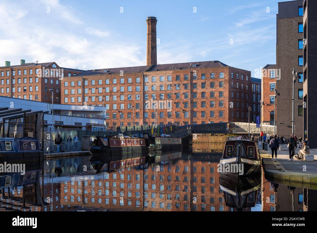 Old warehouse buildings in the New Islington Marina, a famous riverside ...