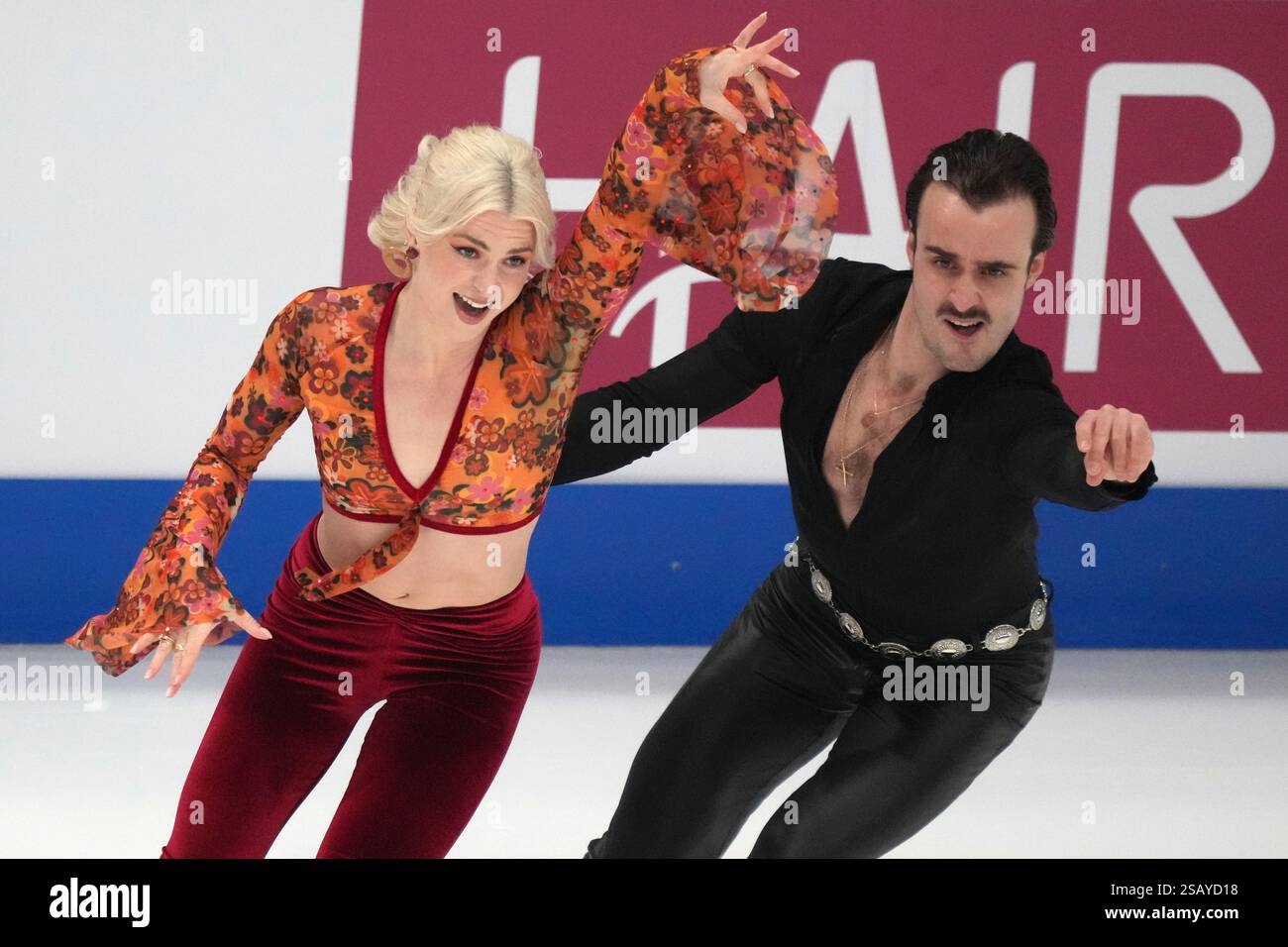 Olivia Smart and Tim Dieck of Spain perform in ice dance rhythm dance ...
