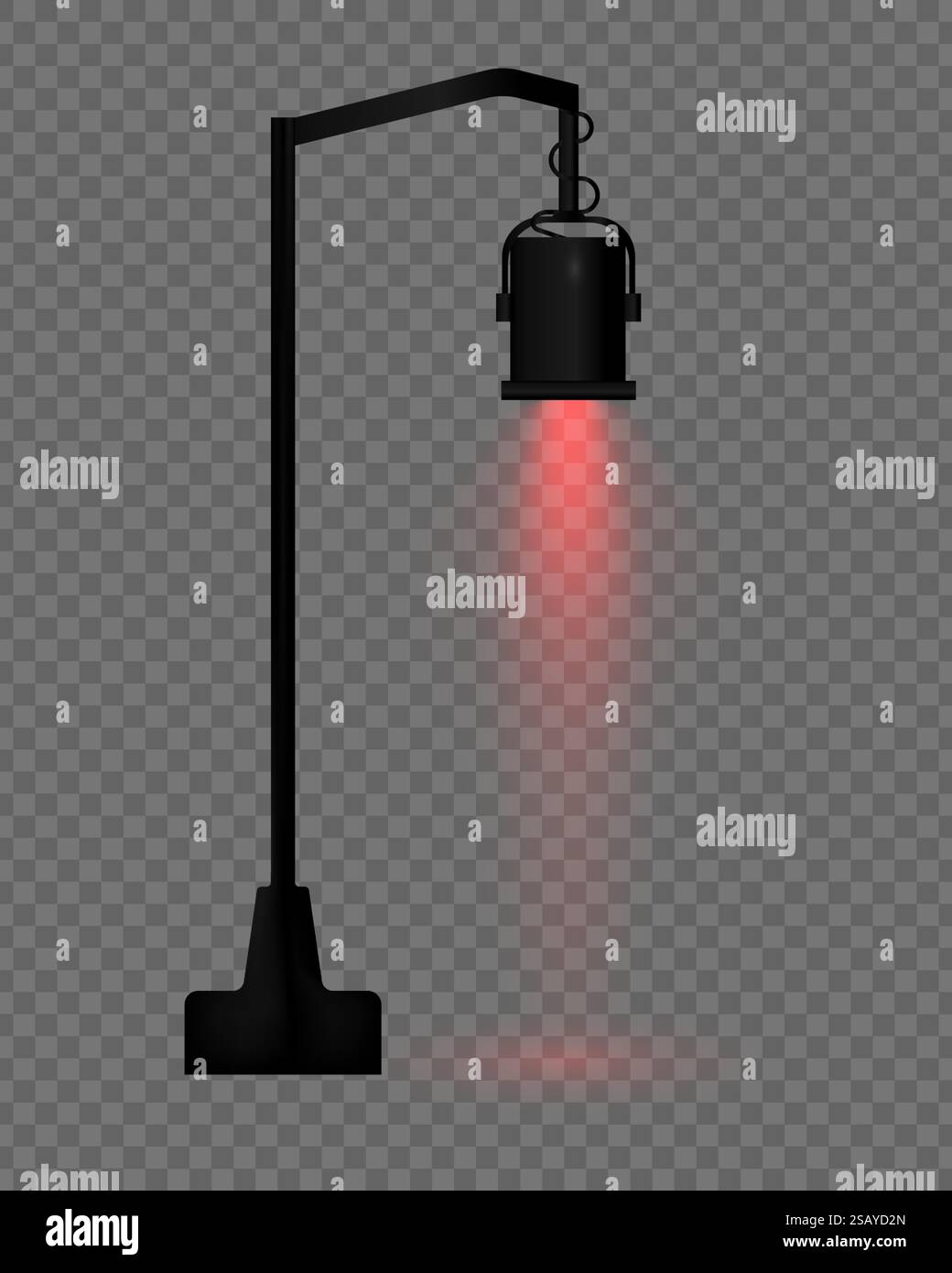 Realistic vector street lamp with warm red light on a transparent ...