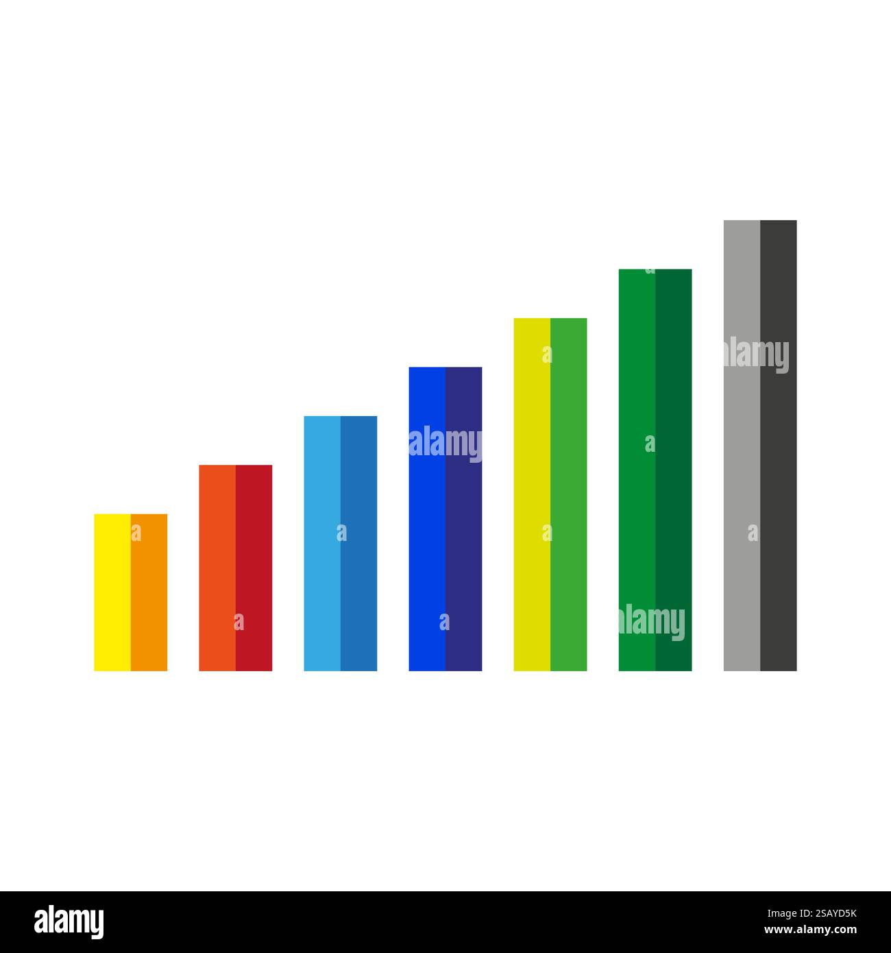 Colorful bar chart. Data growth symbol. Rainbow gradient bars. Business ...