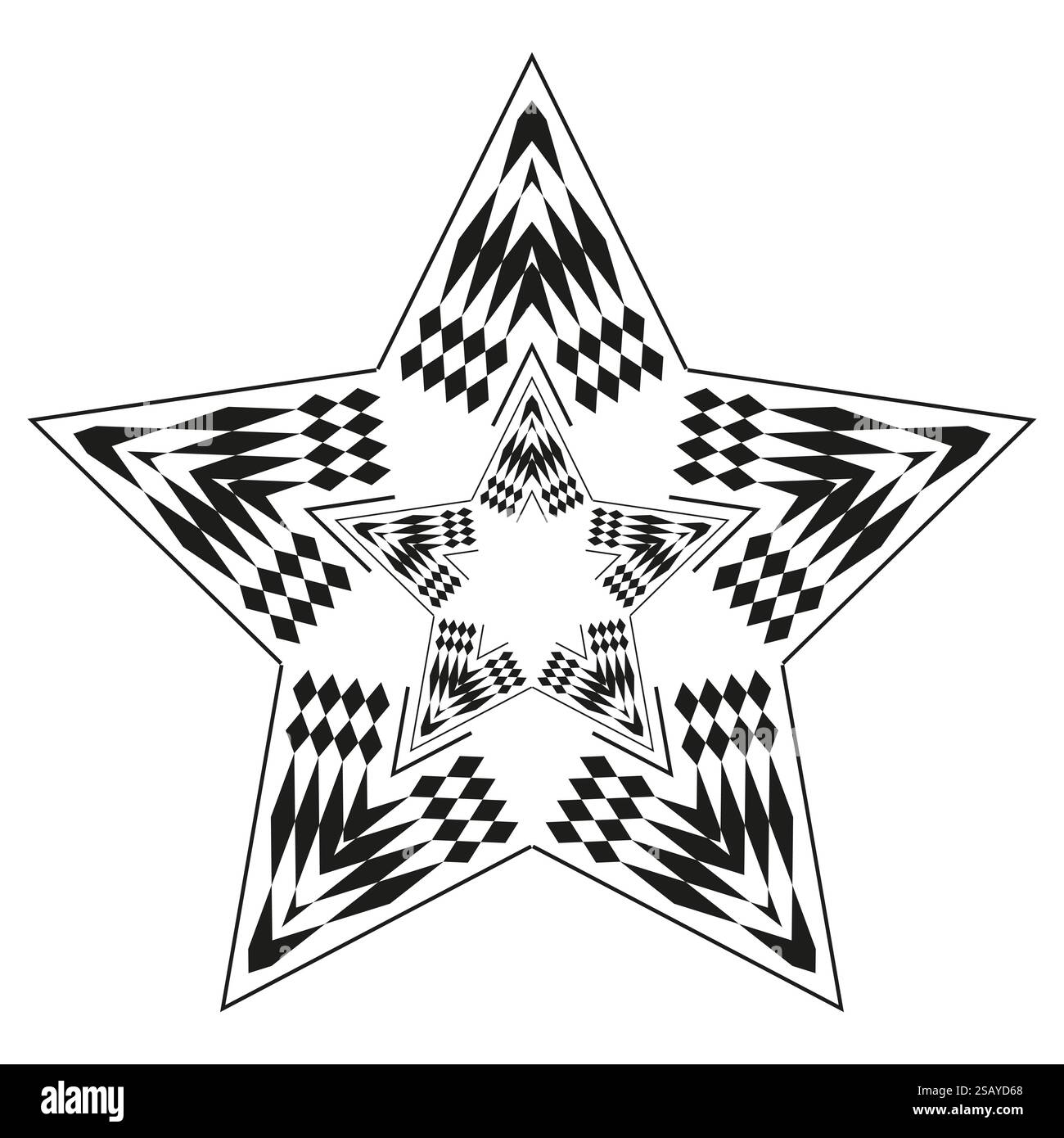 Geometric star pattern. Optical illusion shape. Bold black geometry ...