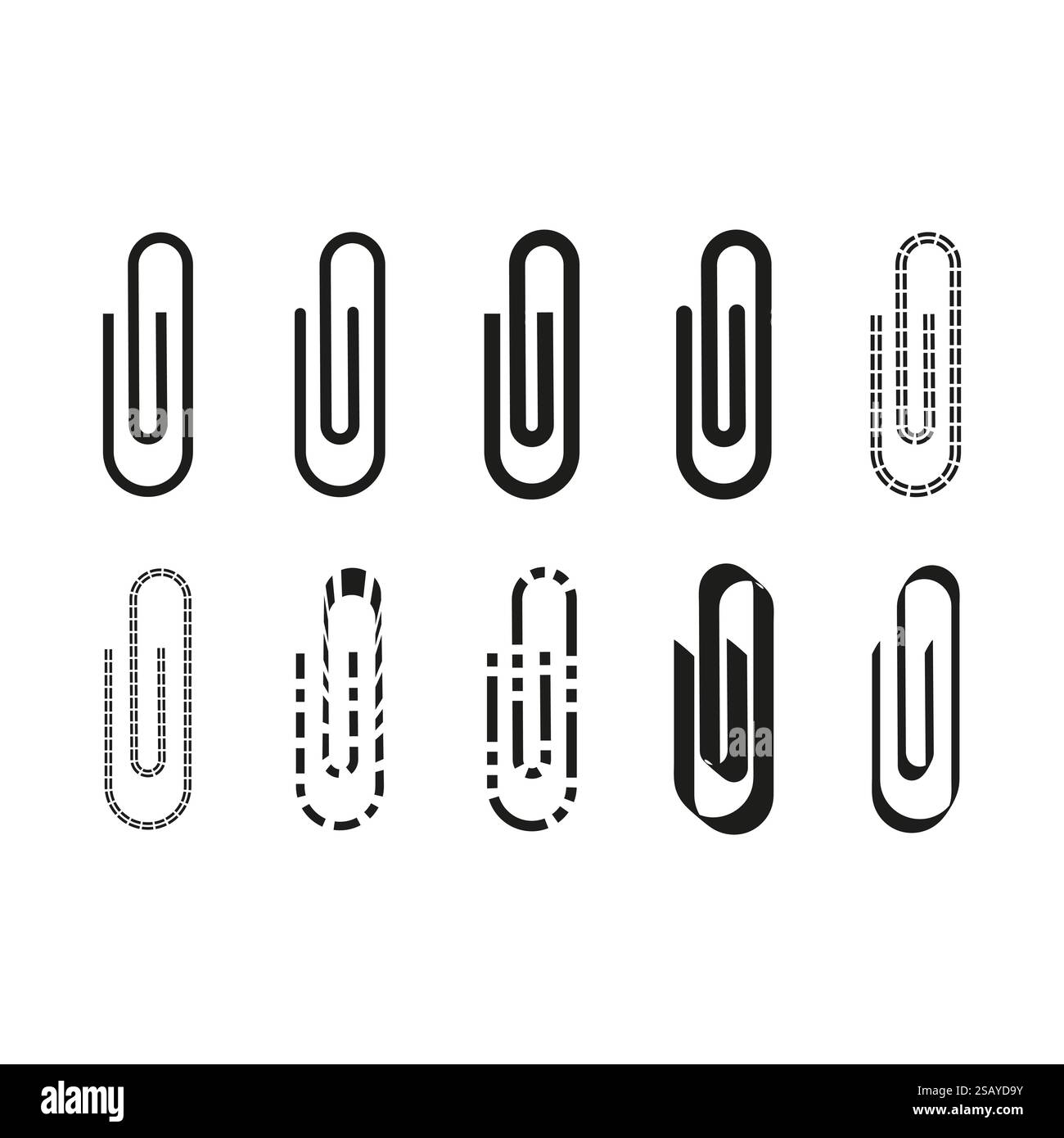 Paperclip icon set. Office stationery shapes. Modern clip symbols ...