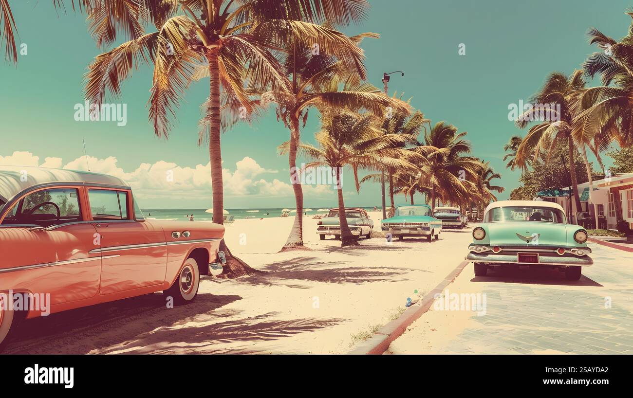 This captivating image captures a vintage summer postcard-worthy scene ...