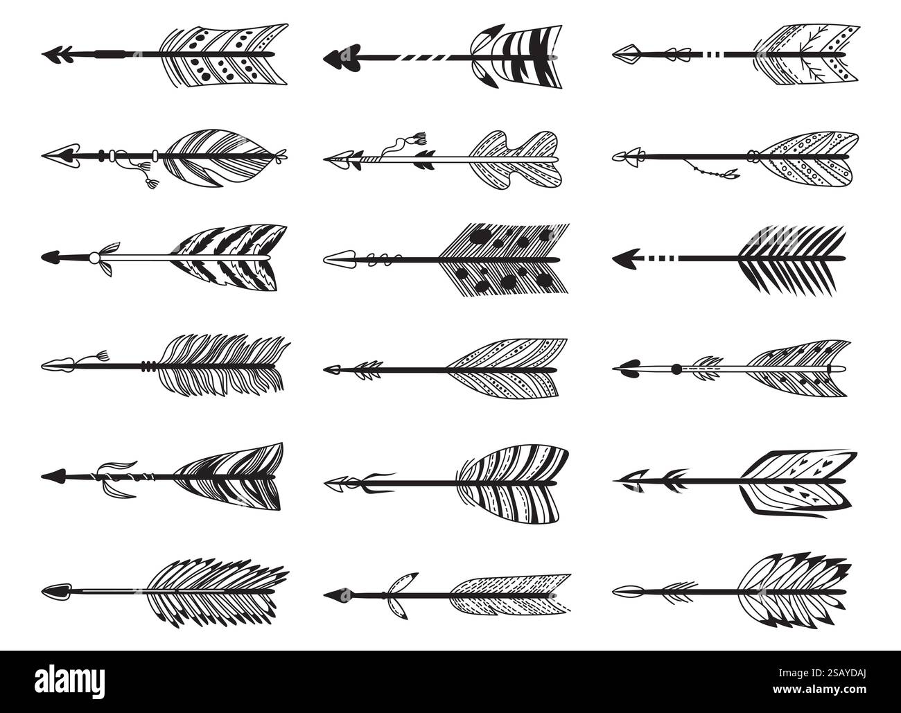 Boho arrow icons. Indian weapon. Native American decorative elements ...