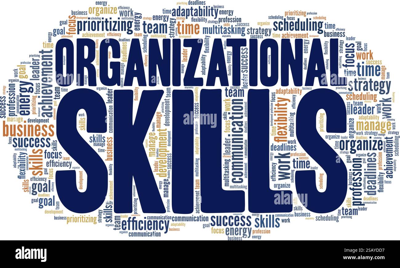 Organizational Skills word cloud conceptual design isolated on white ...