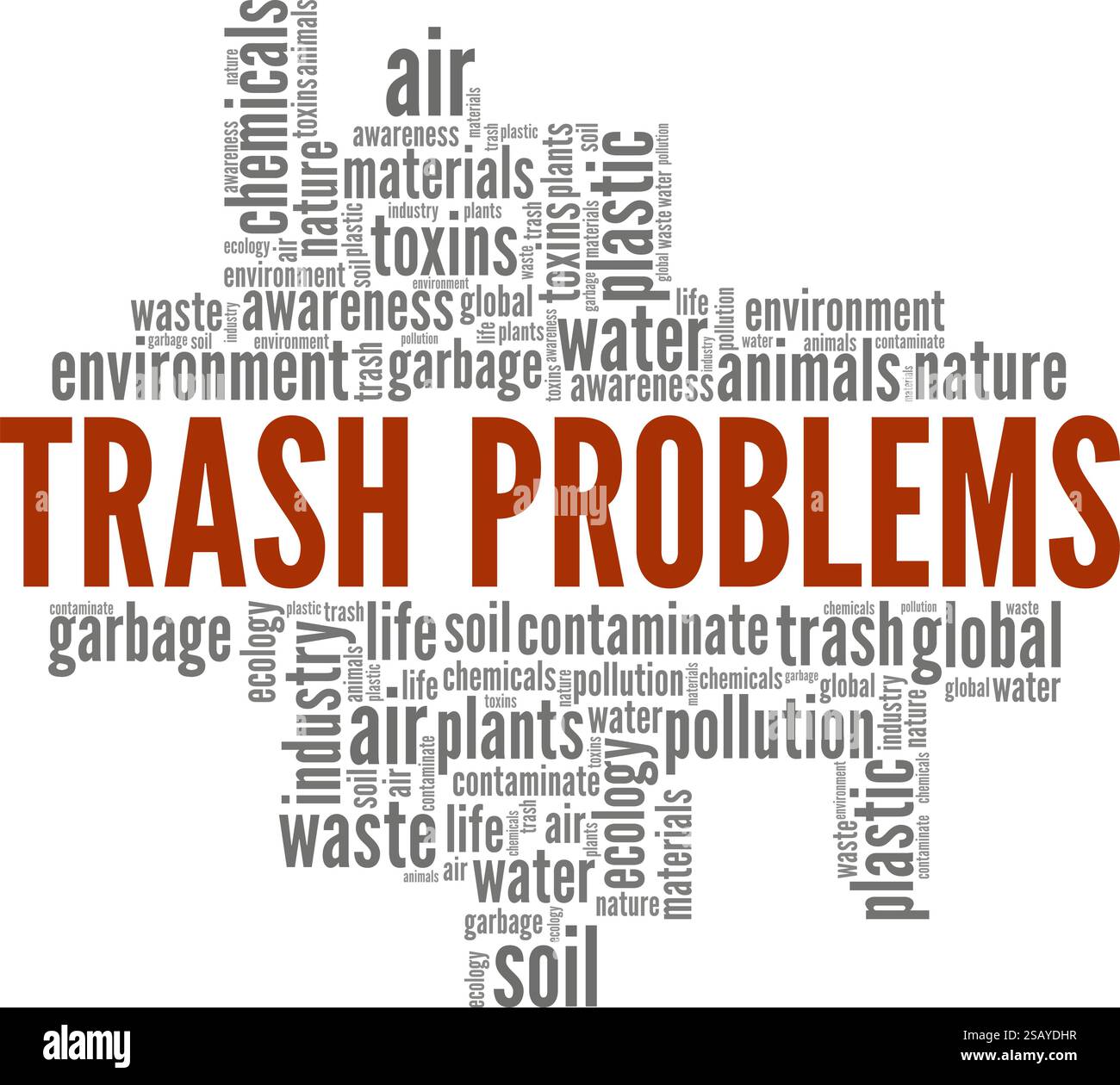 Trash Problems word cloud conceptual design isolated on white ...