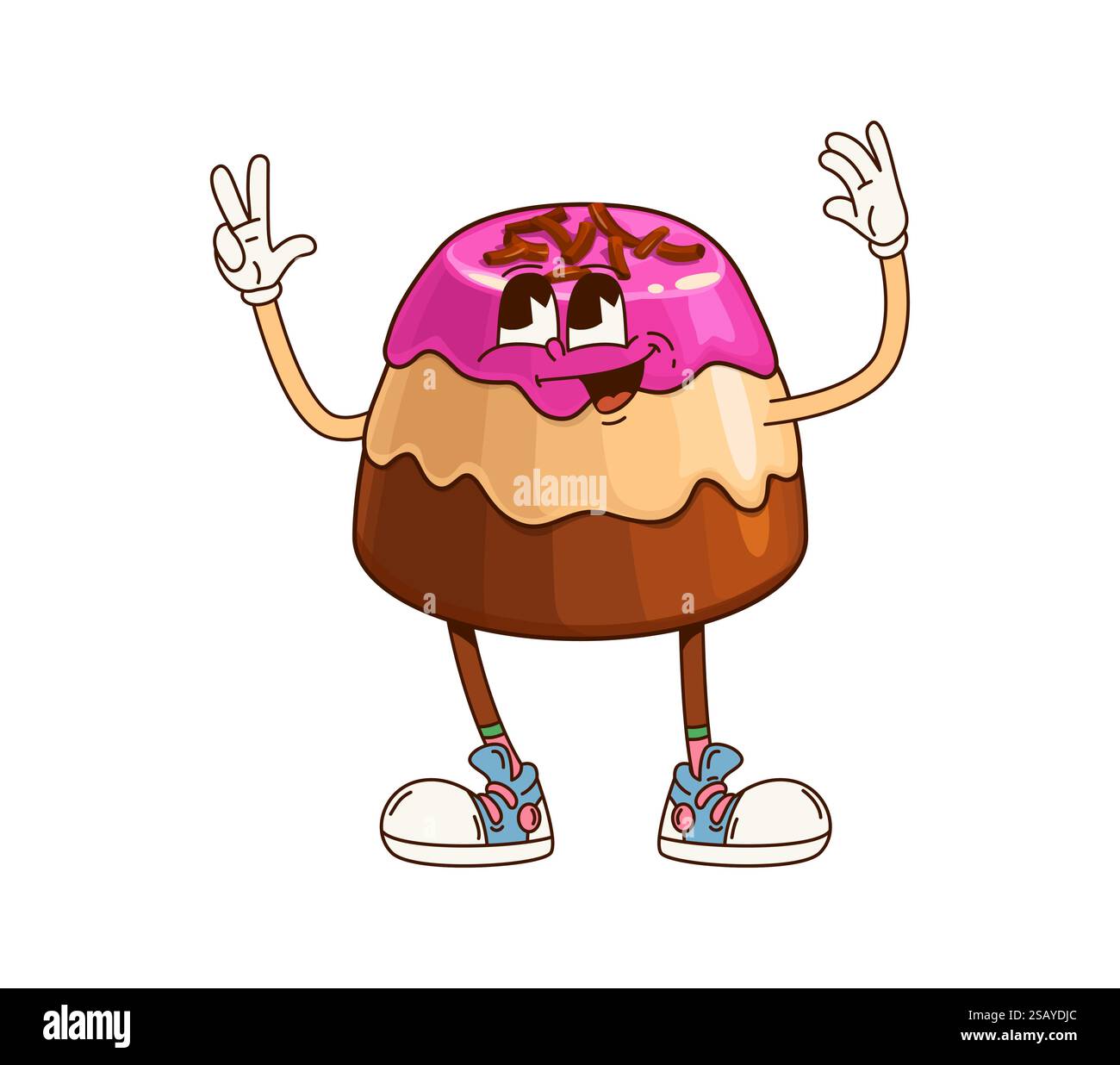 Groovy chocolate candy sweet character. Isolated cartoon vector lively ...