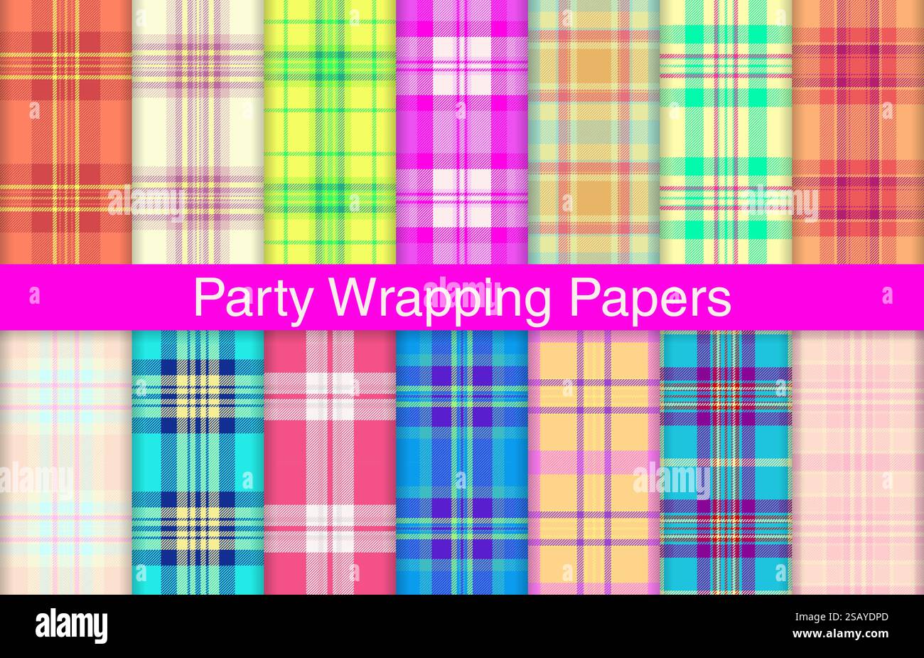 Party plaid collection, textile design, checkered fabric pattern for ...