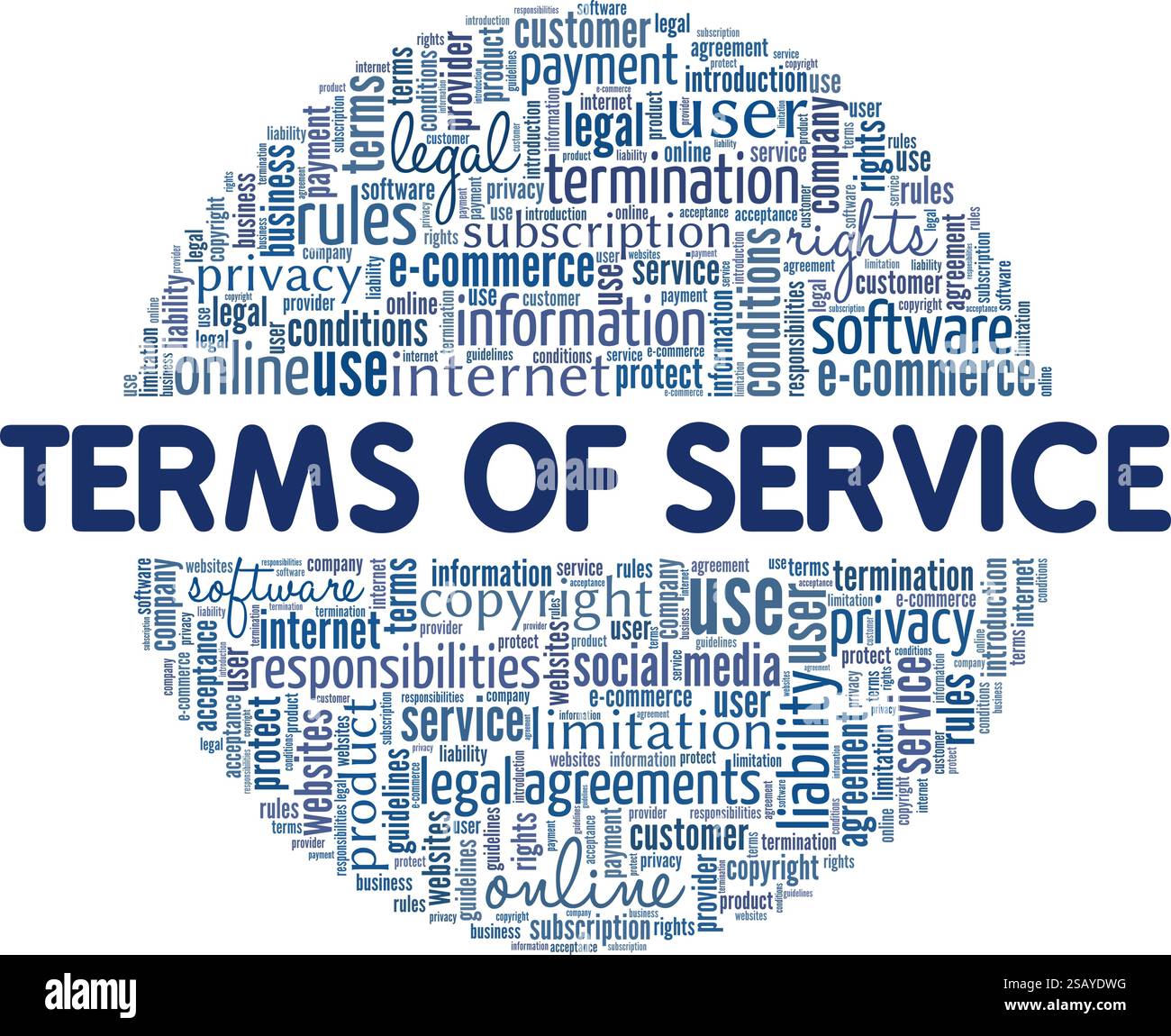TOS - Terms of Service word cloud conceptual design isolated on white ...