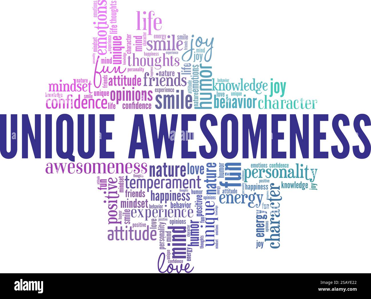 Unique Awesomeness word cloud conceptual design isolated on white ...