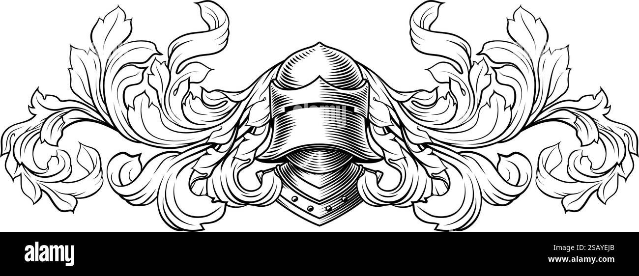 Coat of Arms Crest Knight Helmet Heraldry Design Stock Vector Image ...