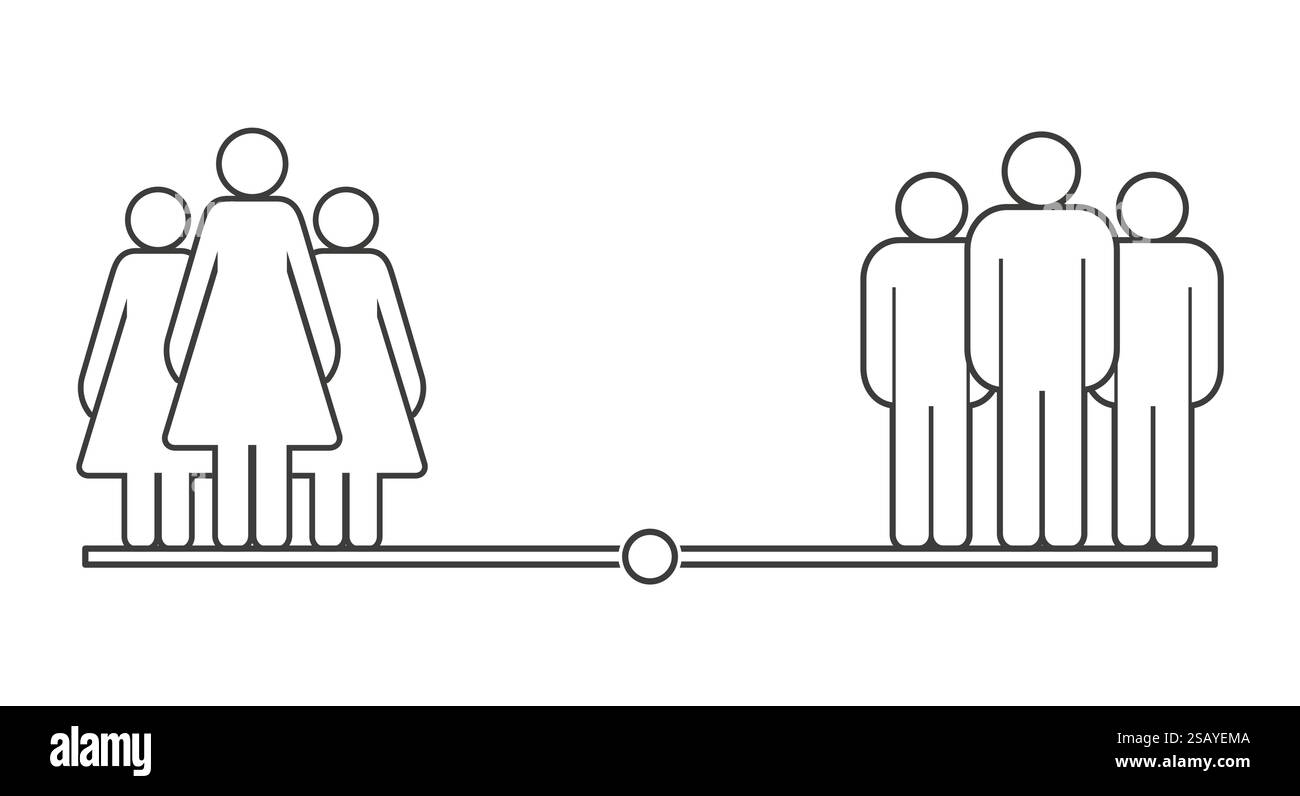 Gender balance. Line icon. The ratio of men and women in society ...