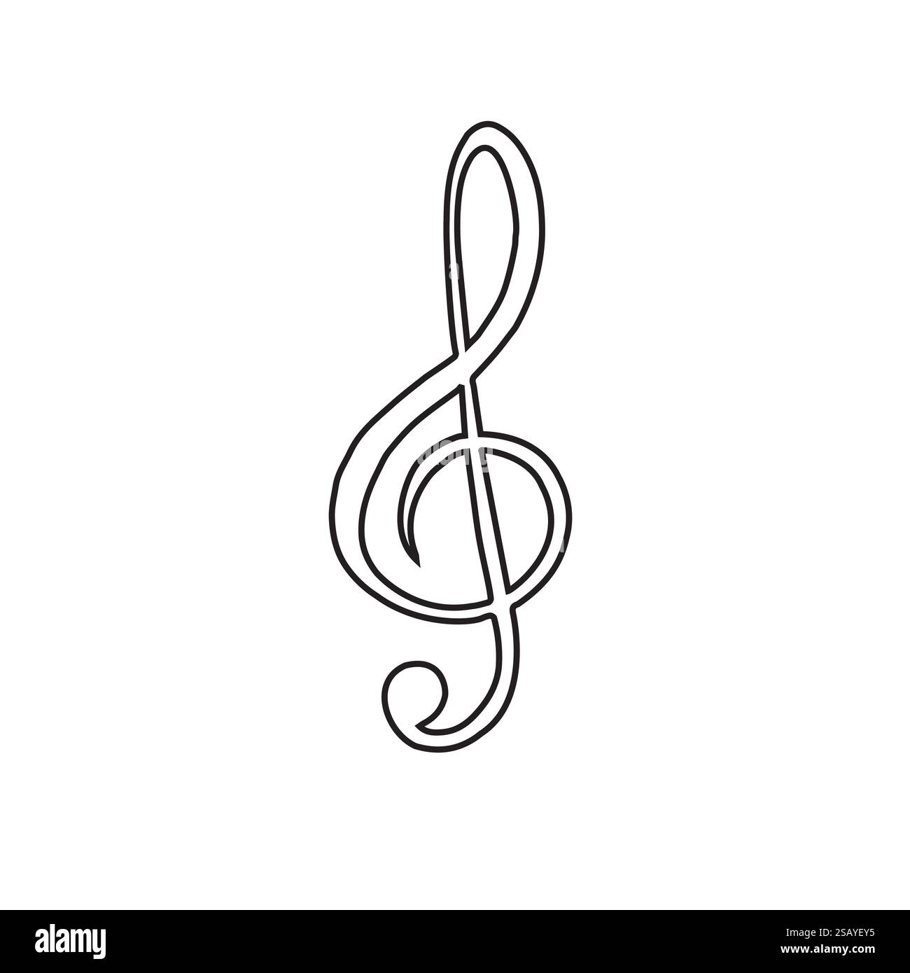Vector hand drawn doodle sketch music treble clef note isolated on ...