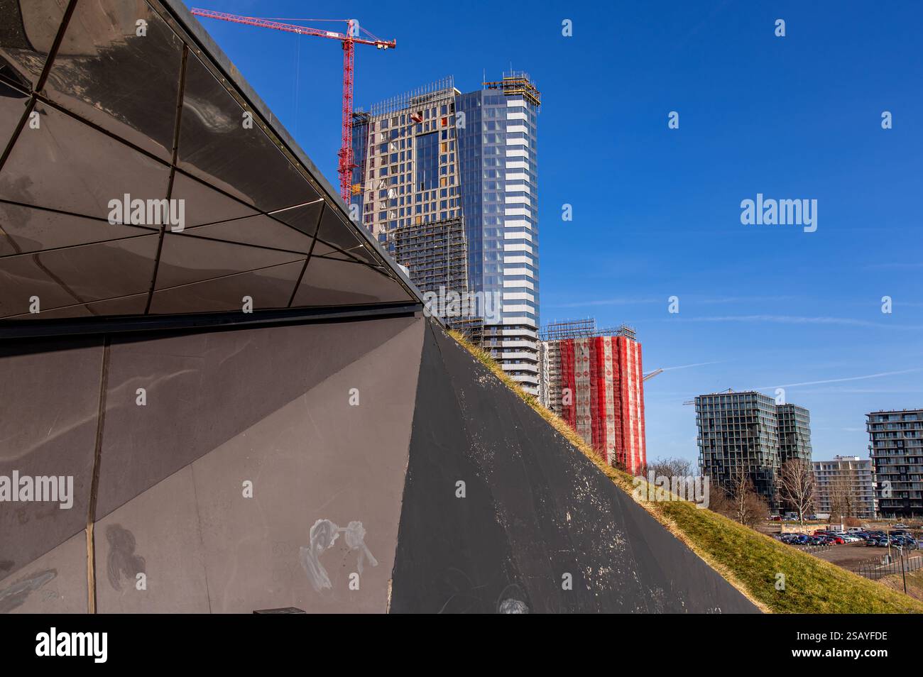 Katowice, Silesia, Poland: January 30th 2025: MCK building geometric ...