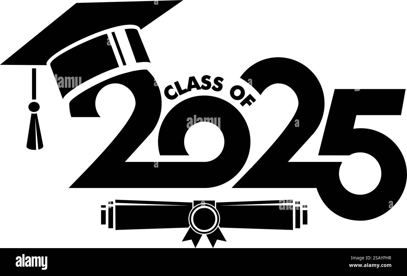 Lettering Class of 2025 for greeting, invitation card. Text for ...