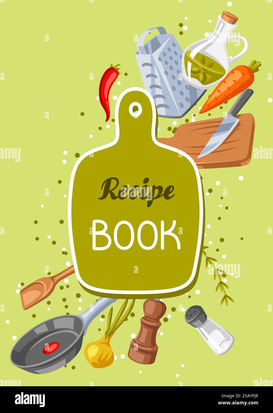 Cookbook of recipes. Background with kitchen utensils Stock Vector ...