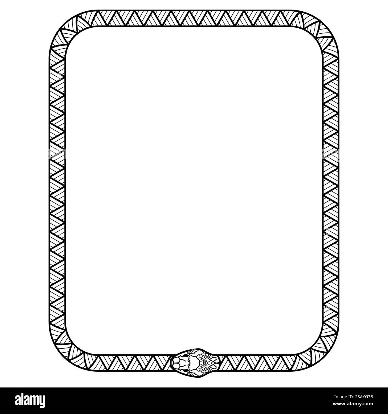 Frame drawn in Celtic-Scandinavian style. A coiled Ouroboros snake ...