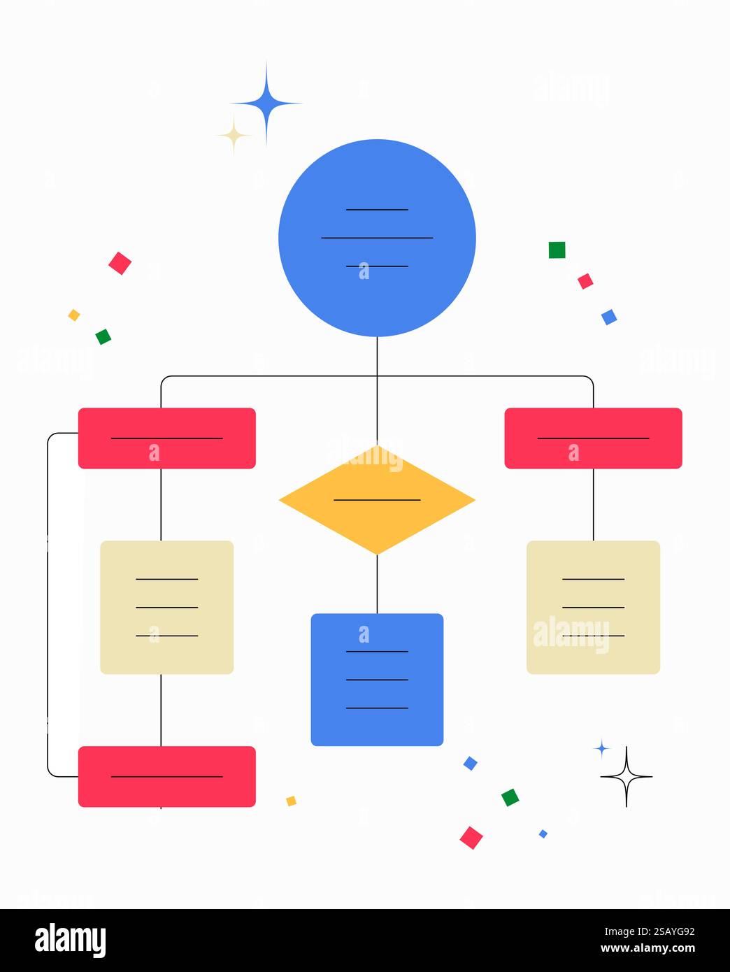 Flowchart Diagram In Flat Vector Illustration Symbolizing Workflow ...