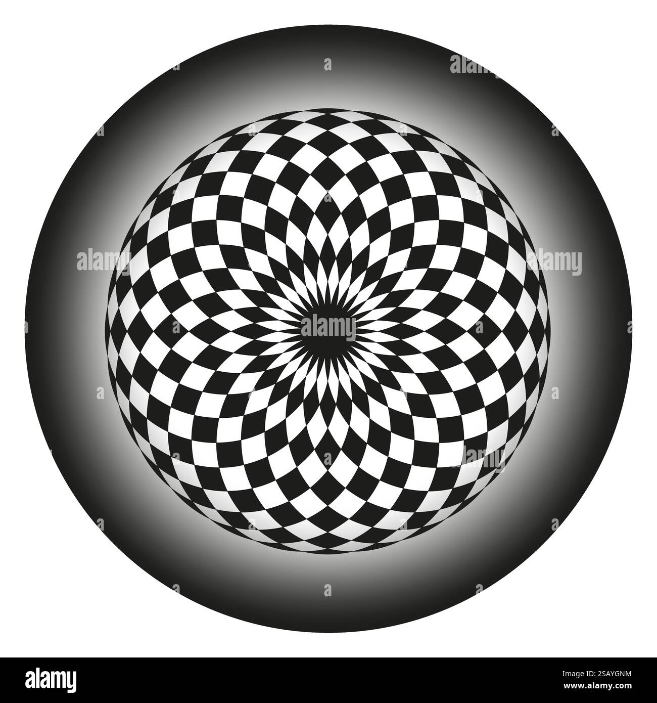 Checkered sphere illusion. Optical pattern art. Vector circle effect ...