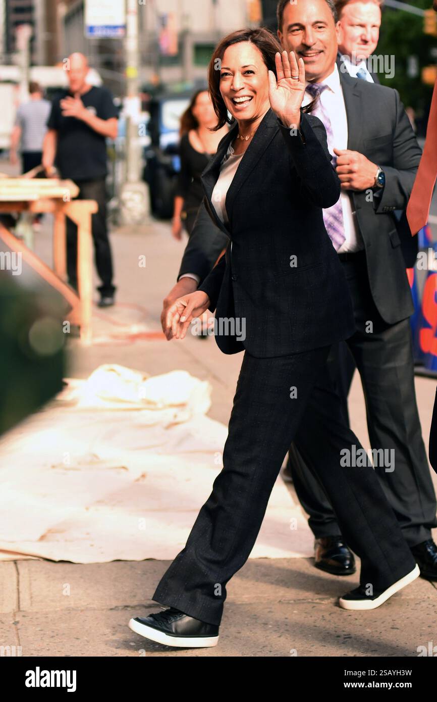 Kamala Harris arriving to tape an appearance on 'The Late Show with ...