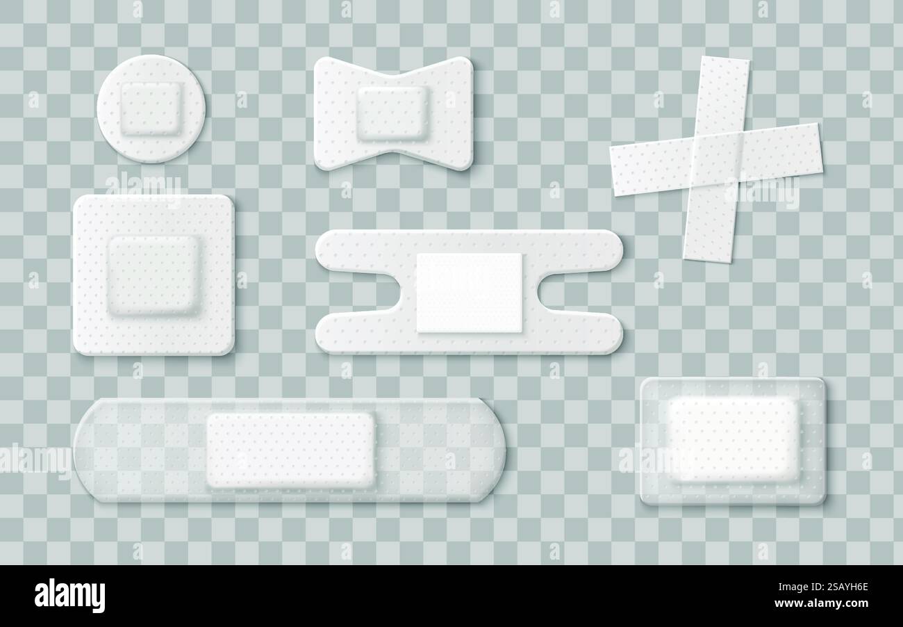 Medical adhesive bandages set with perforated surface - collection of ...