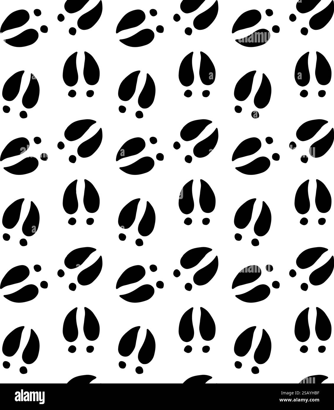 Vector seamless pattern of goat cow paw foot print isolated on white ...