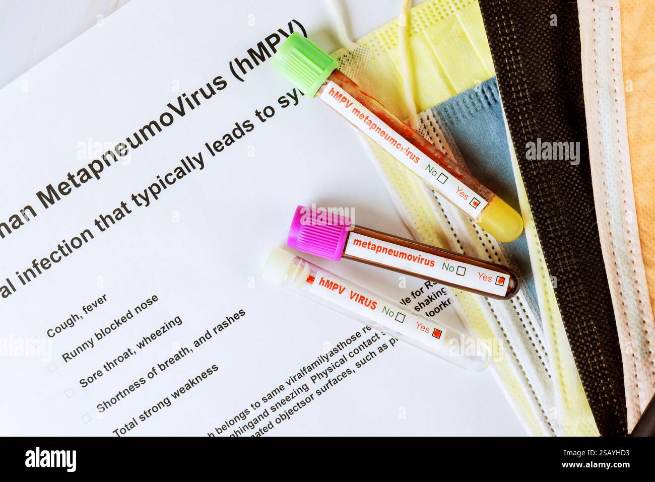 Medical information blood test tubes human Metapneumovirus alongside ...