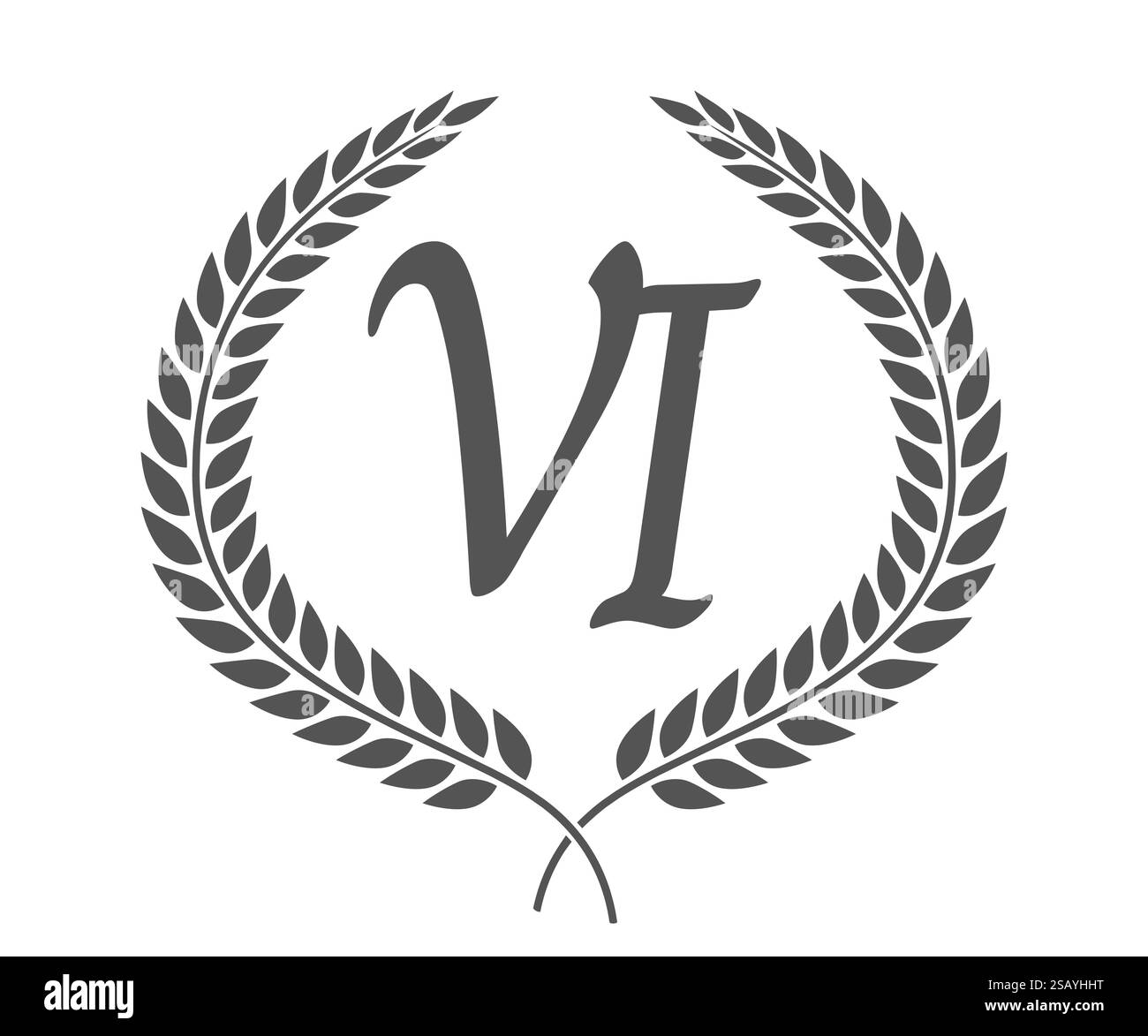 Initial letter V and I, VI monogram logo design with laurel wreath ...