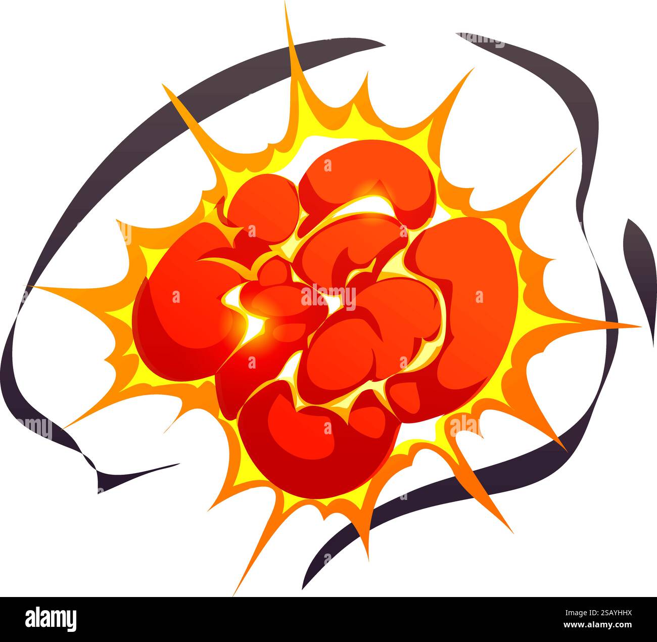 Bomb blast explosion cloud, comic fire and smoke, cartoon boom effect ...