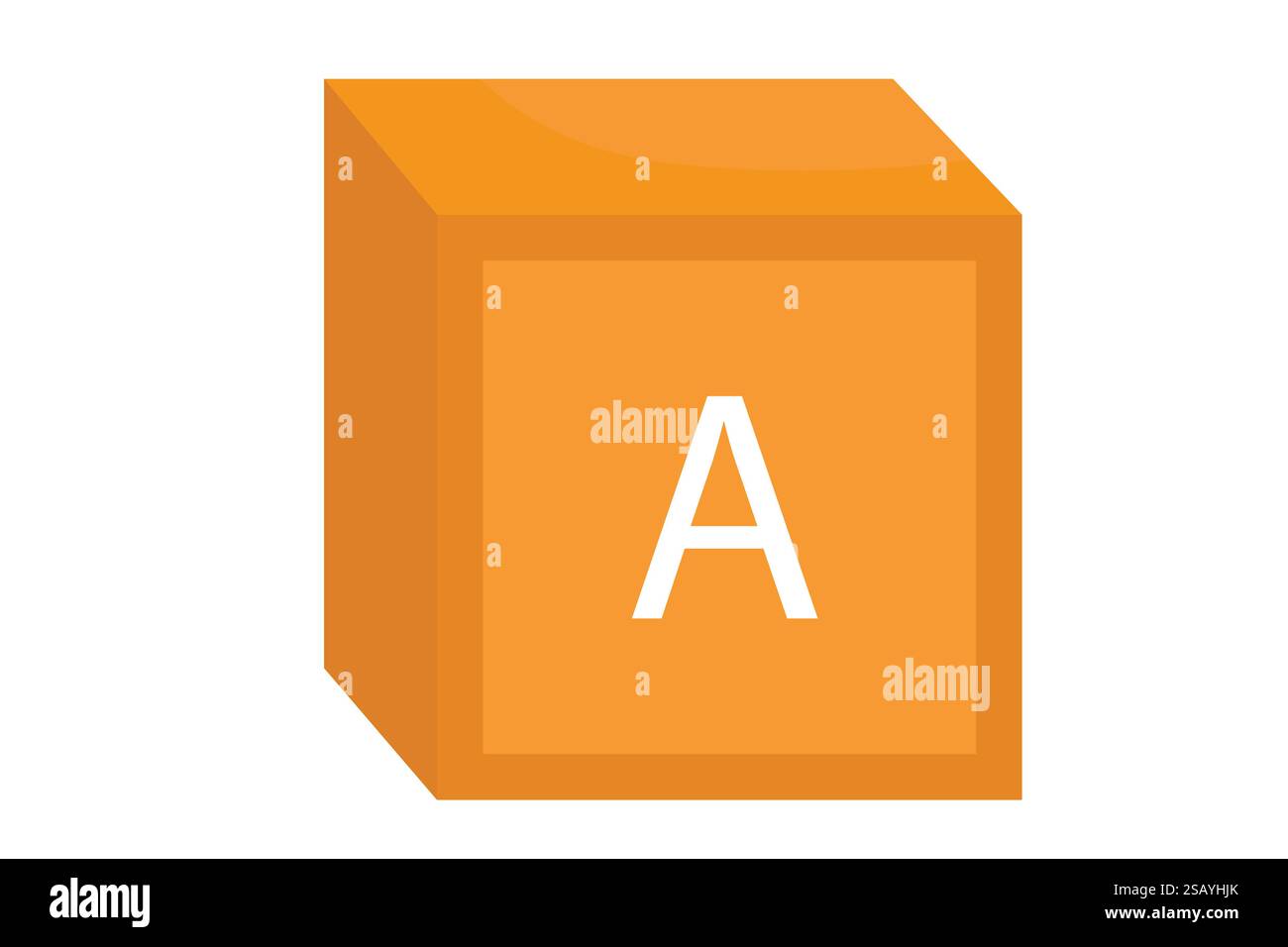 An orange 3D letter A block symbolizing the first step in alphabet ...