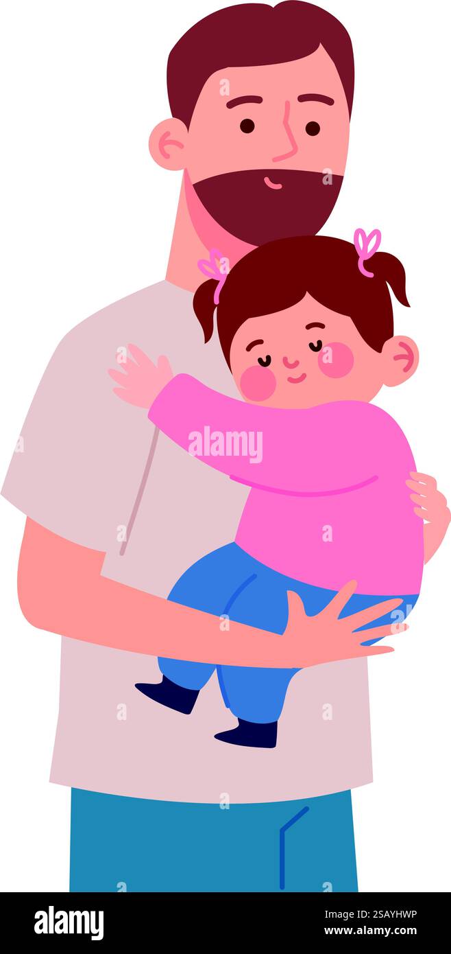 Father holding baby girl cartoon Cut Out Stock Images & Pictures - Alamy