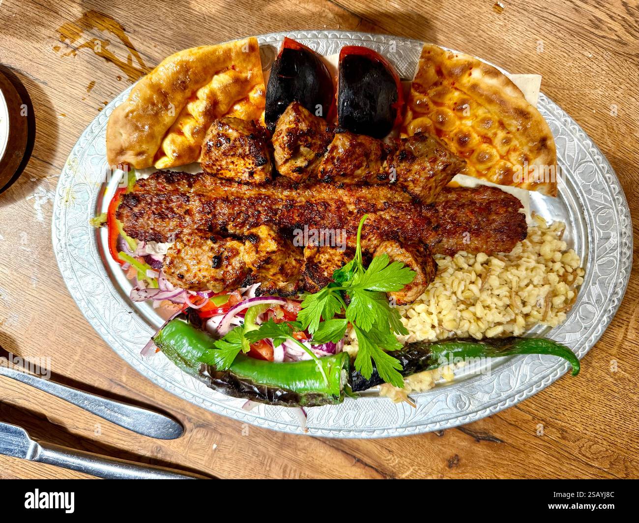 Turkish style kebab. Traditional Turkish Food Adana Kebab. Urfa, Mardin ...