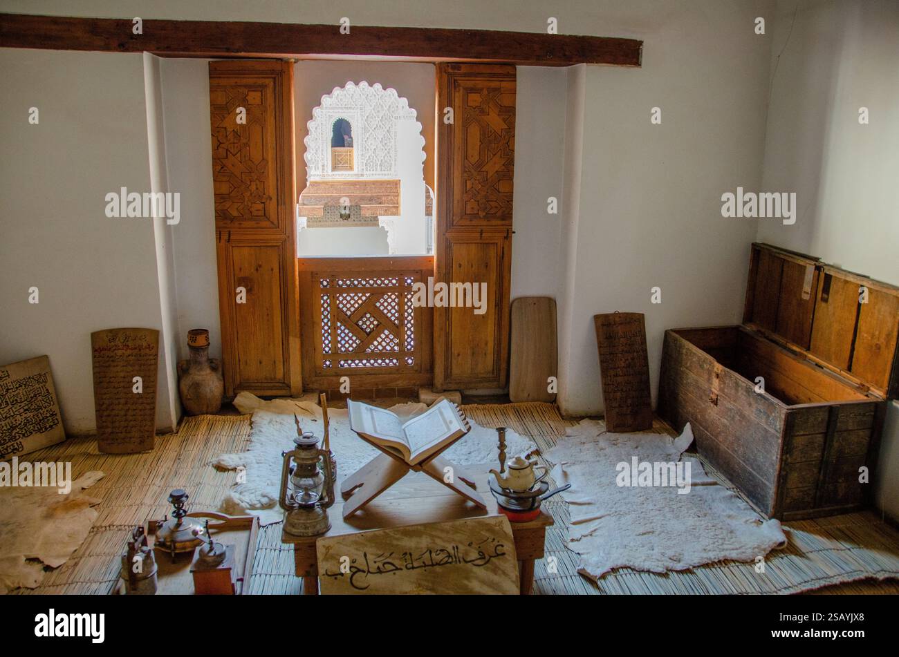 Student's study room in The Madrasa Ben Youssef in the Medina ...