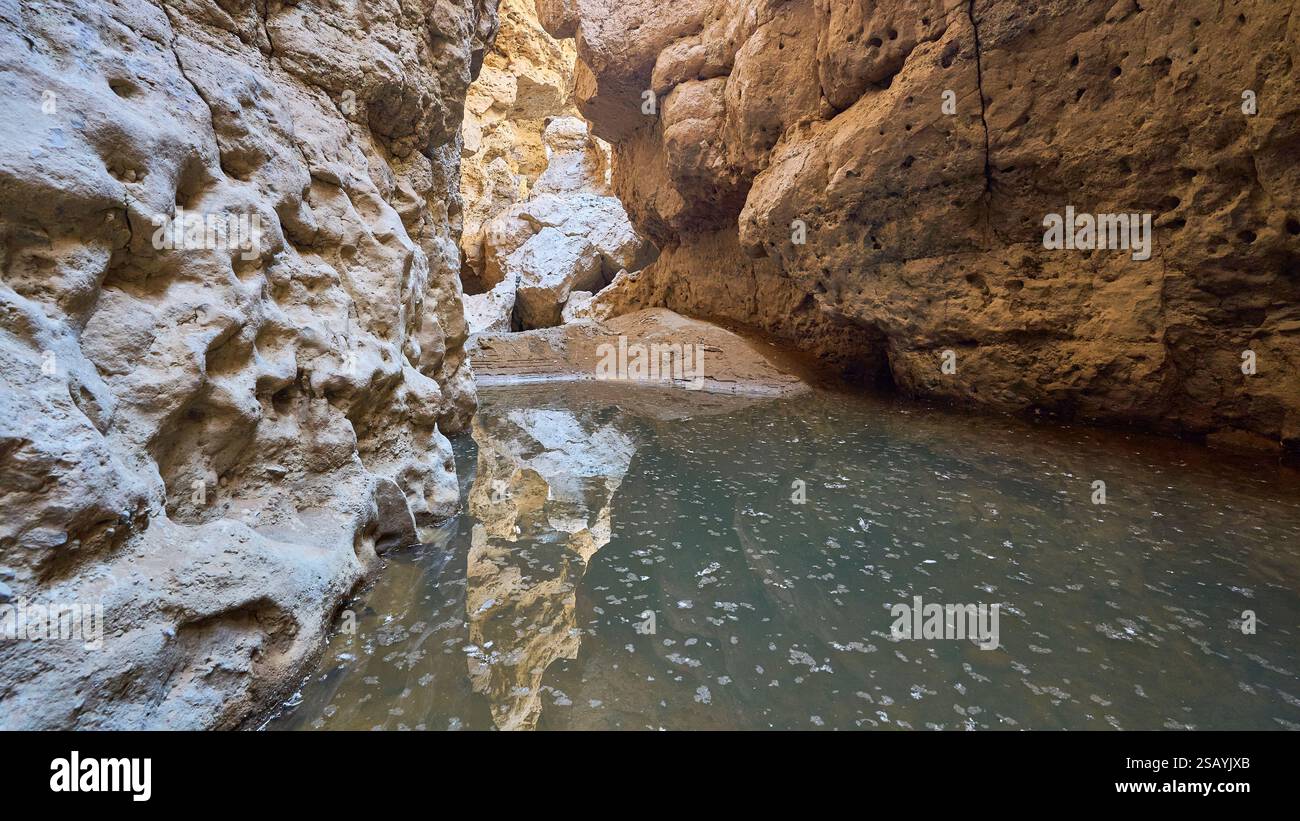 A water spring at the beginning of the Sesriem Canyon, Namibia, Africa ...