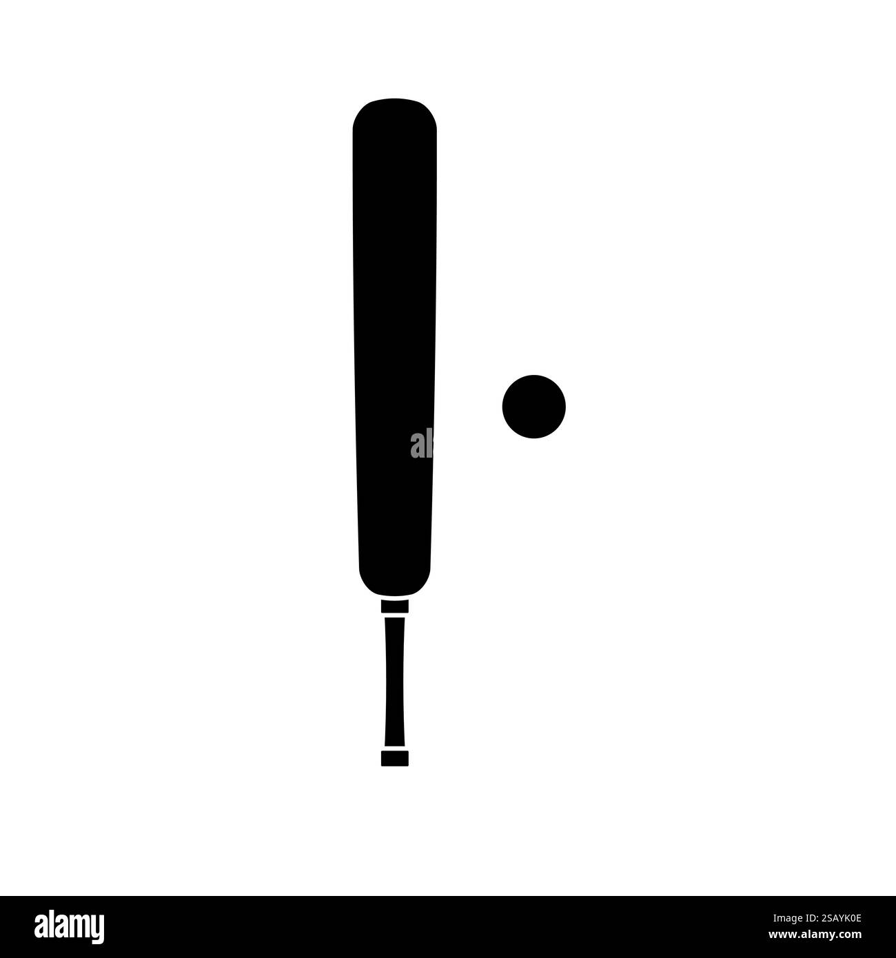 Vector flat black cricket bat and ball icon isolated on white ...