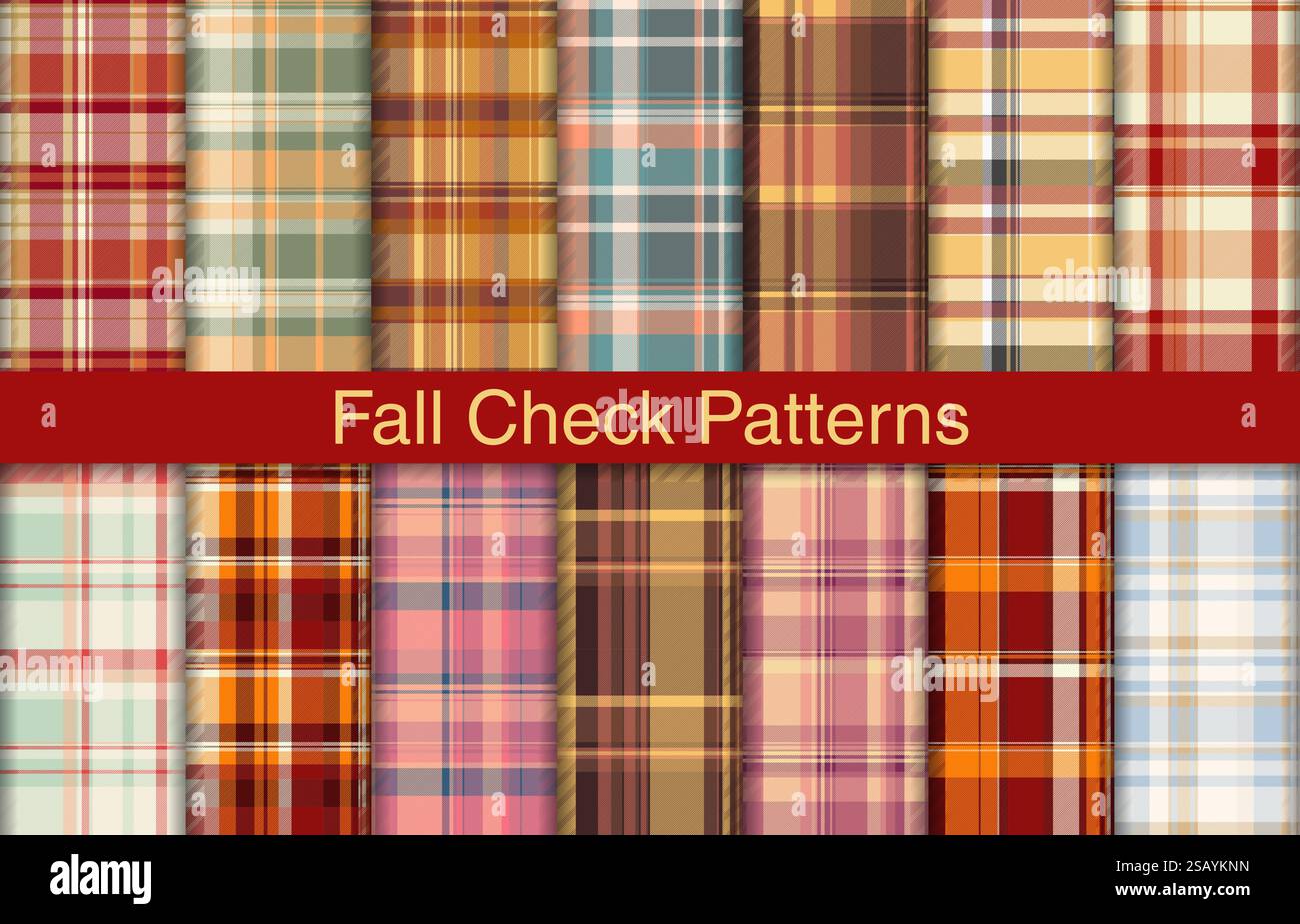 Fall plaid collection, textile design, checkered fabric pattern for ...