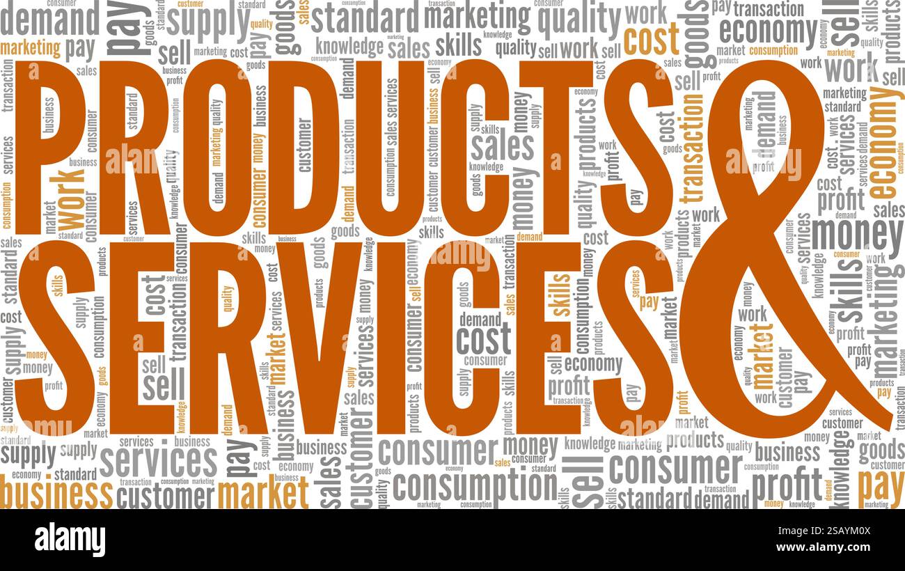 Product and Services word cloud conceptual design isolated on white ...
