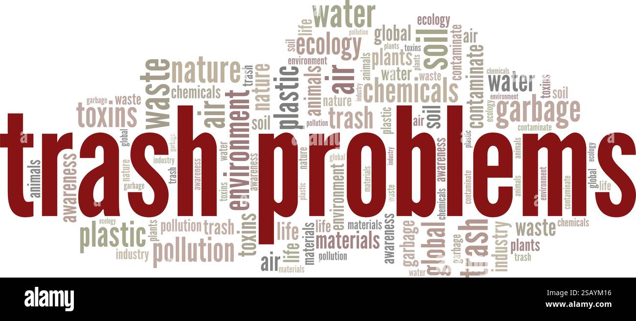Trash Problems word cloud conceptual design isolated on white ...