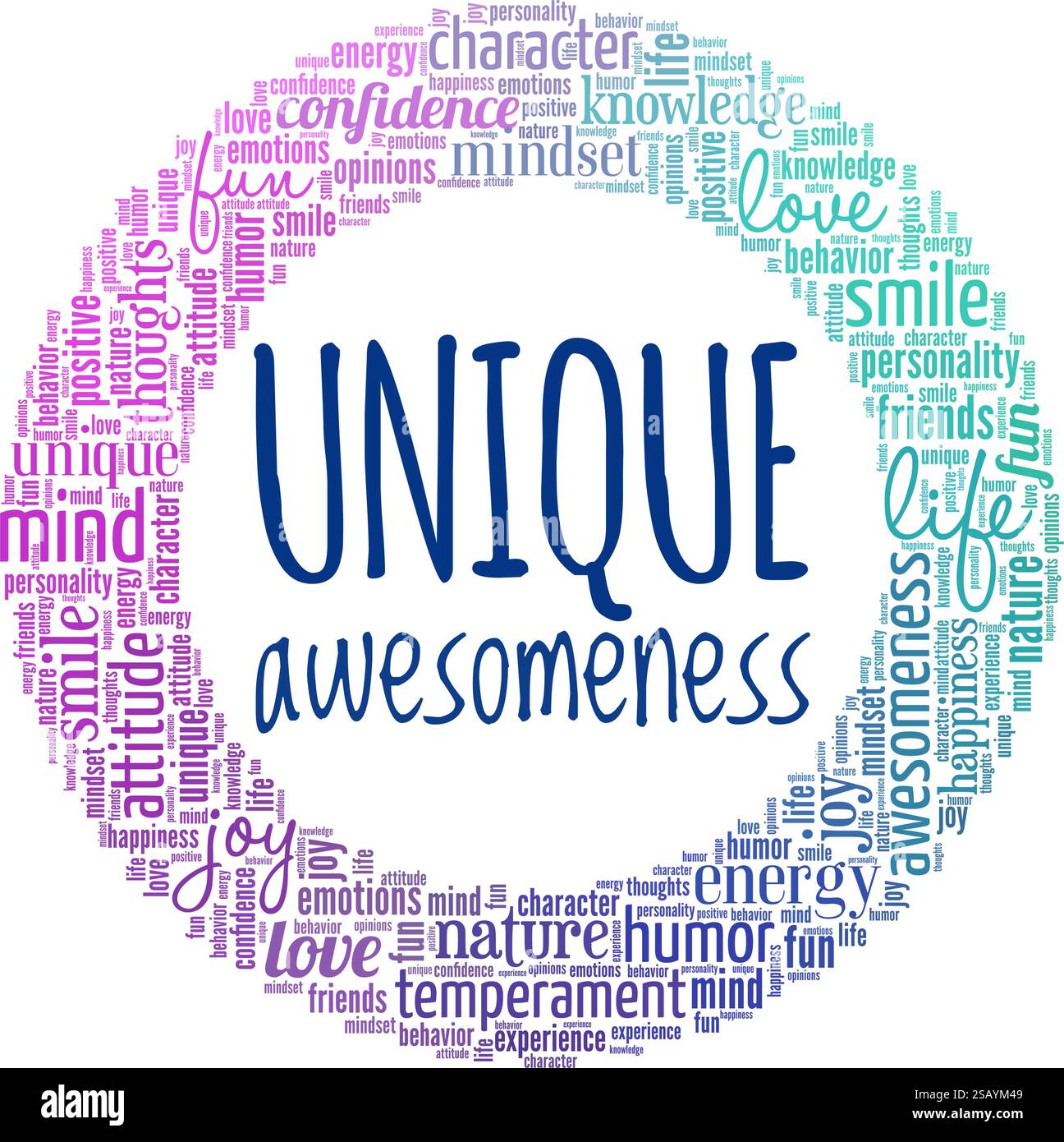 Unique Awesomeness word cloud conceptual design isolated on white ...