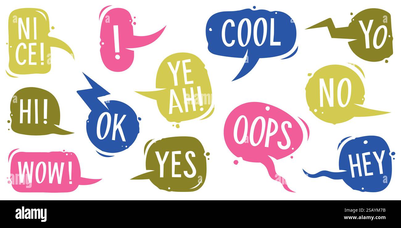 Speak bubble set, hand drawn speech bubble, talk balloon shapes in ...