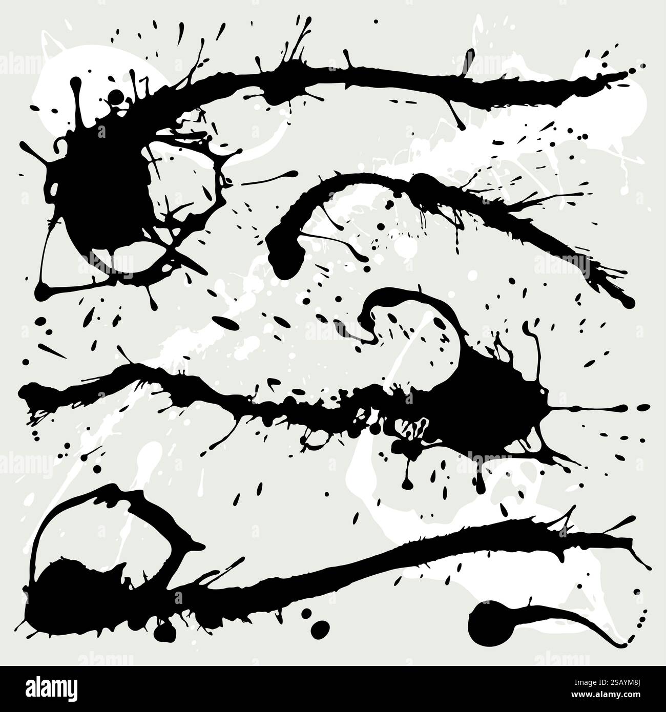 Grunge ink splatter and paint spots. Spots, liquid paint drip drop and ...