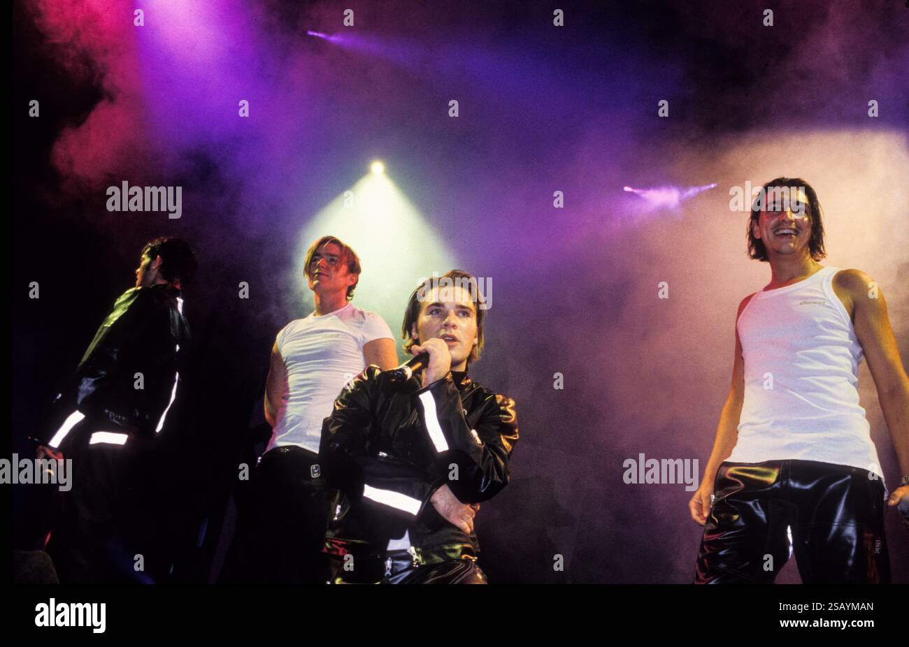 OTT, CONCERT, 1998: Irish boy band OTT playing live on the Smash Hits ...