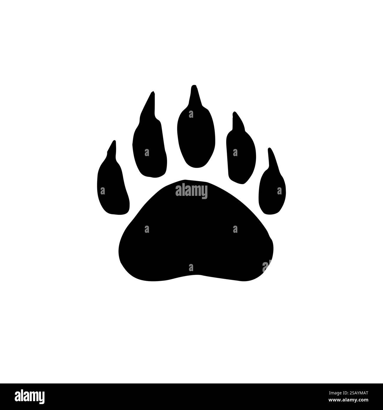Vector hand drawn bear paw foot print isolated on white background ...