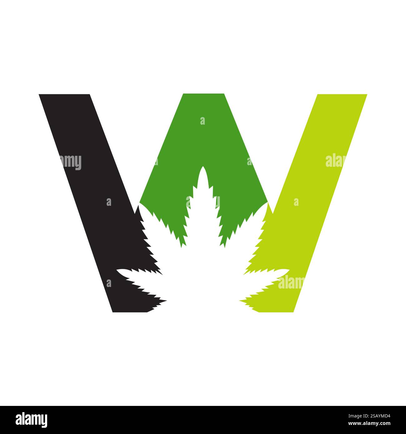 Initial Letter W Cannabis Logo Design Concept With Medical Marijuana ...