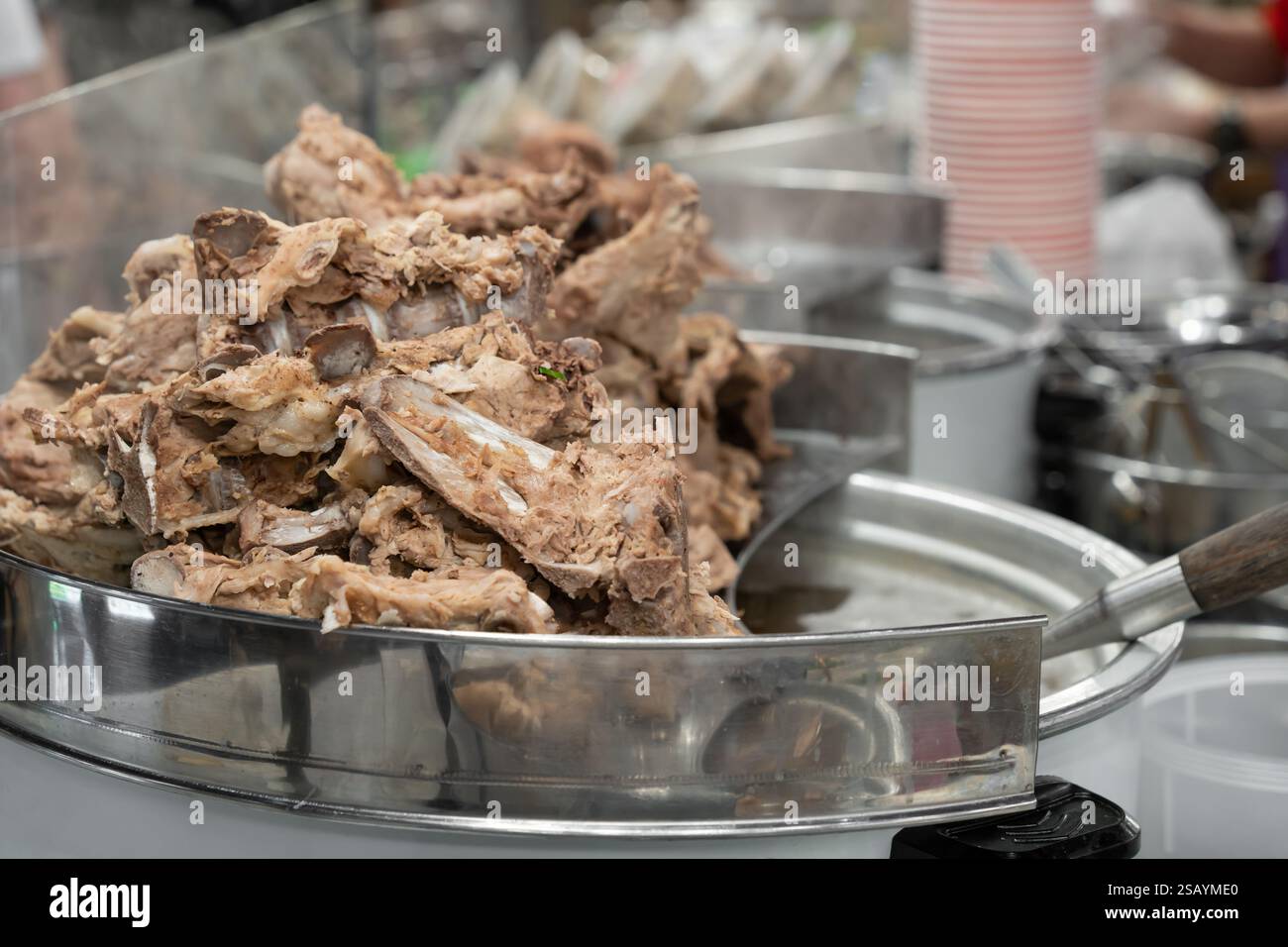 Spicy pork back bone stew ready for sale at the food stall Stock Photo ...