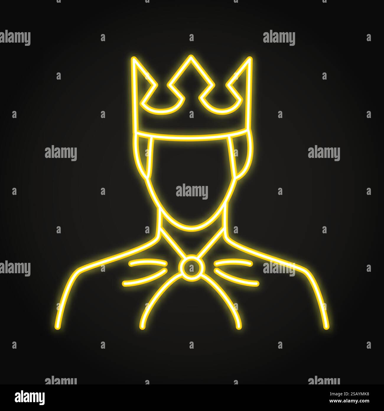 King royalty person neon icon. Man with crown, monarch. Vector ...
