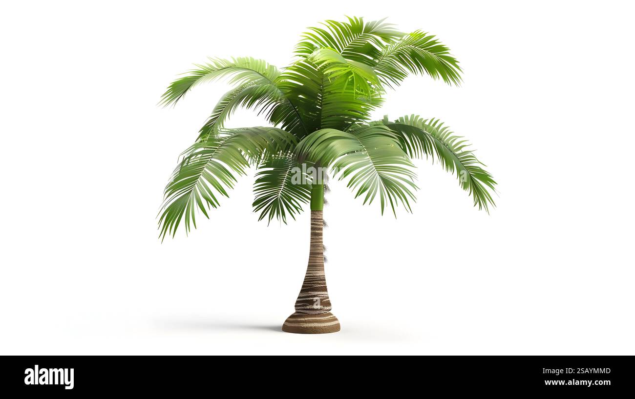 This stunning image depicts a lifelike 3D render of a majestic palm ...