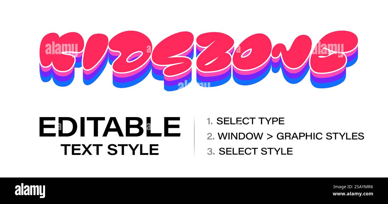 Childhood editable text effect, layered vibrant graphic style template. Customizable tweaking ...